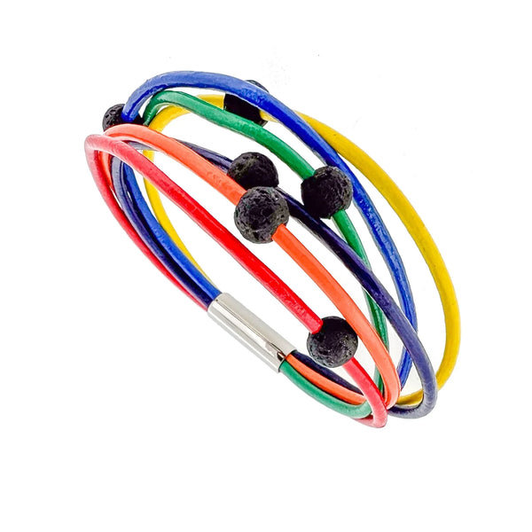 Rainbow Street Bracelet With 6 Lava Stones - nammi.is